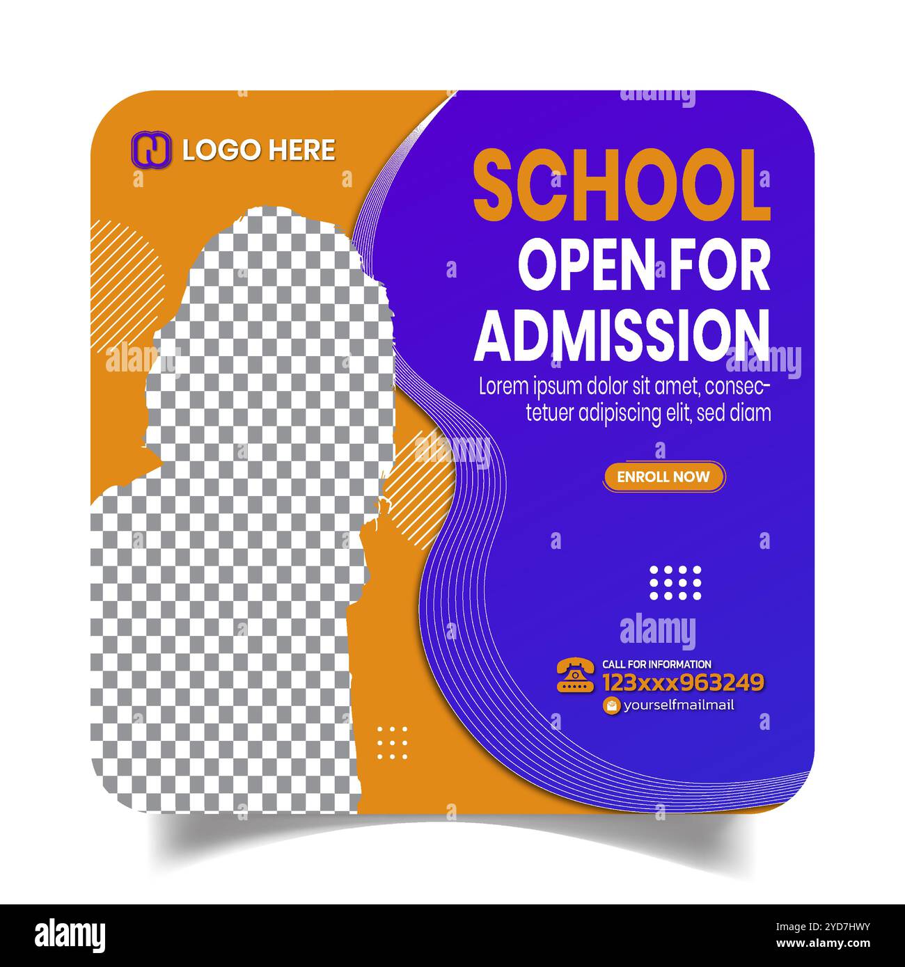 Social media school post template Cut Out Stock Images & Pictures - Alamy