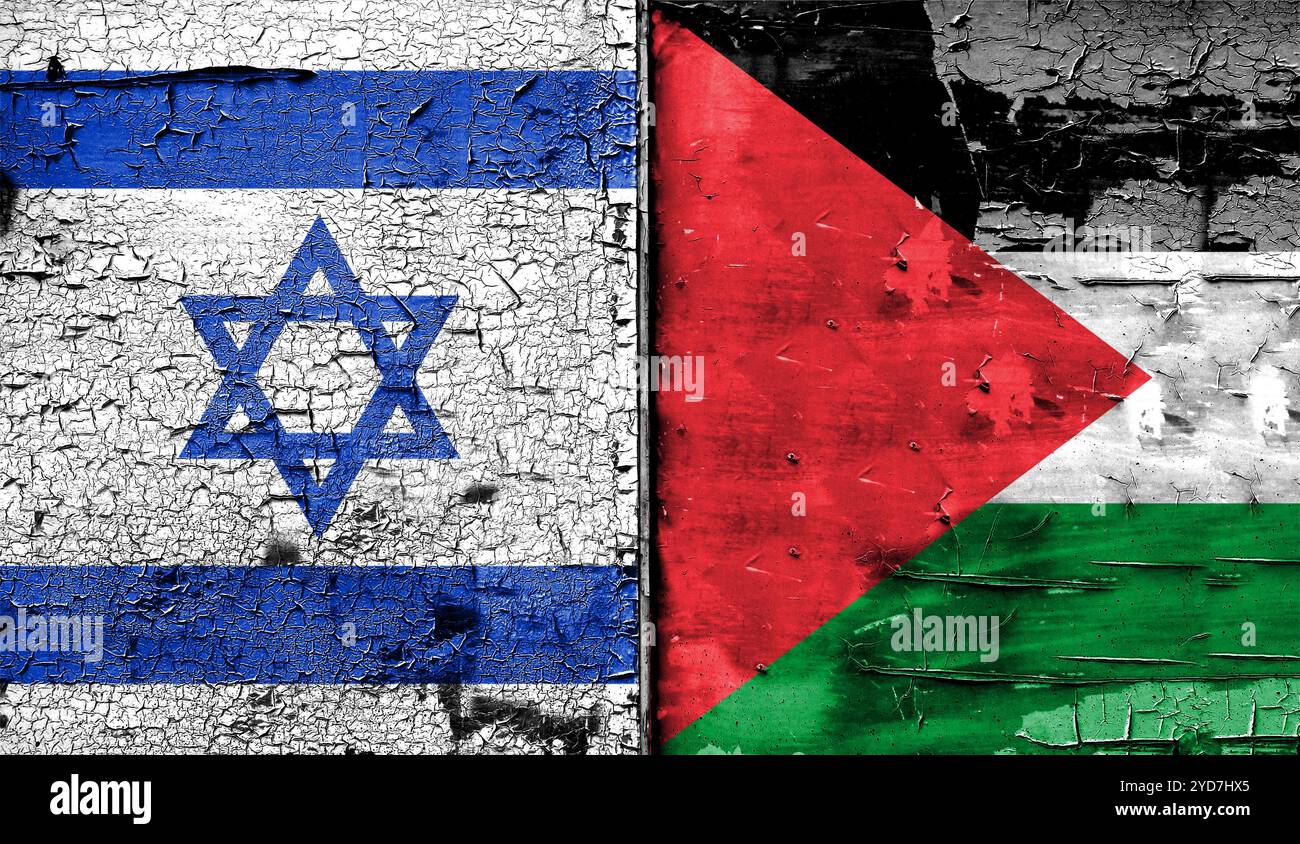Both the Israeli flag and the Palestinian flag are made from paint ...