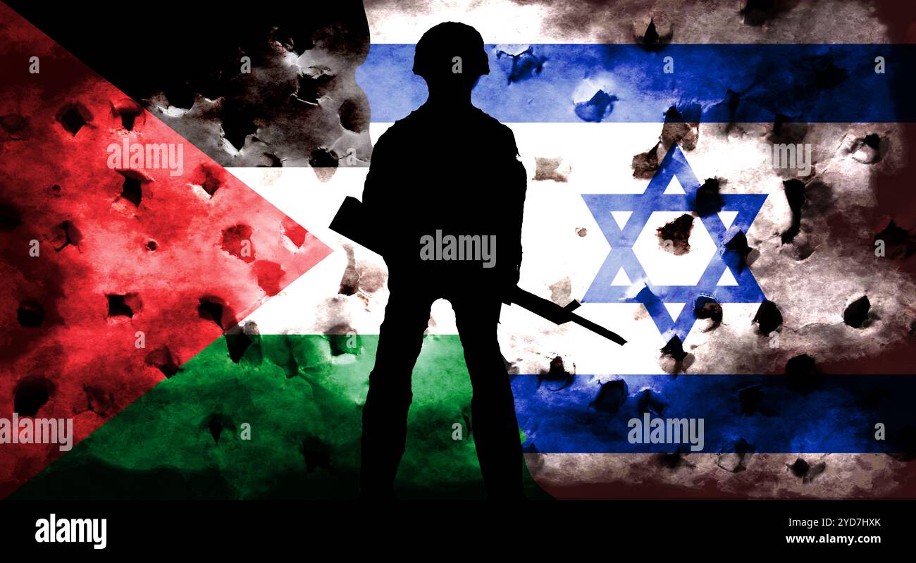 Both the Israeli flag and the Palestinian flag are made from paint ...