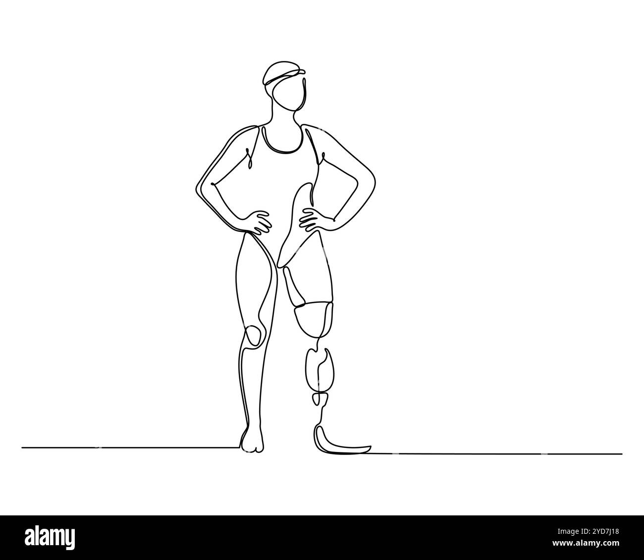 Continuous line drawing of a person standing with hands on hips ...