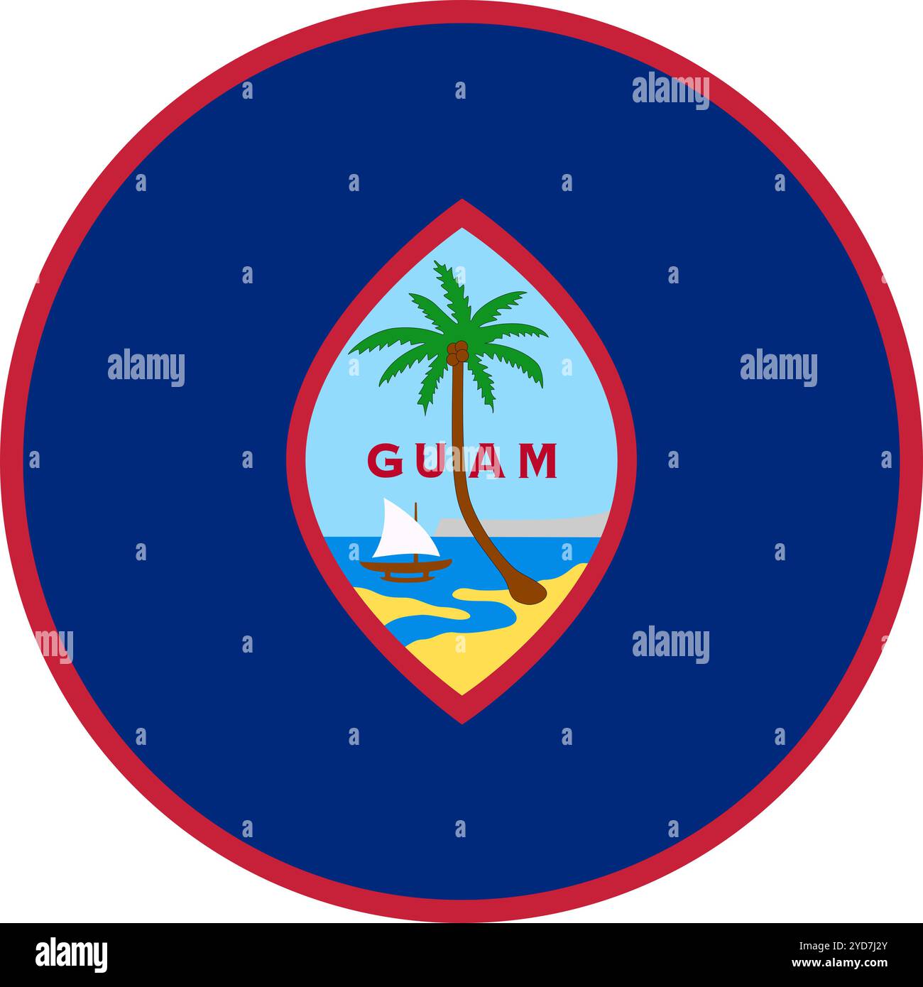 Guam Circle Flag, Circle Flag of Guam, Vector Images Stock Vector Image ...