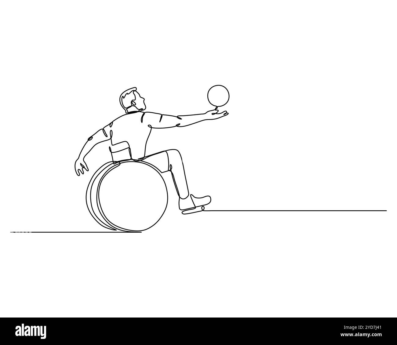 Line drawing of a person in a wheelchair playing basketball, depicted ...
