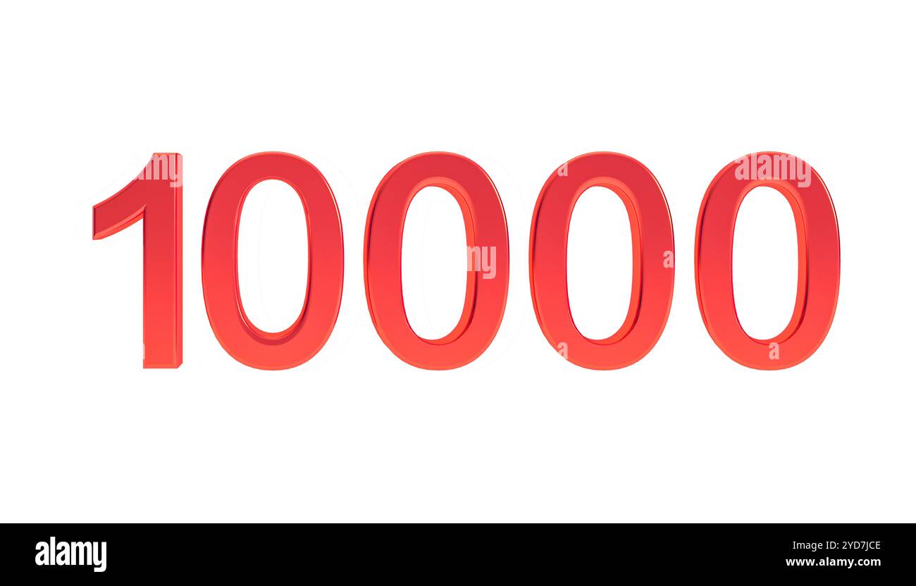 Number 10000 sign, 3d red number ten thousand symbol isolated on white ...