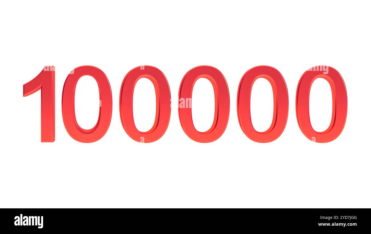 Number 100000 sign, 3d red number one hundred thousand symbol isolated ...