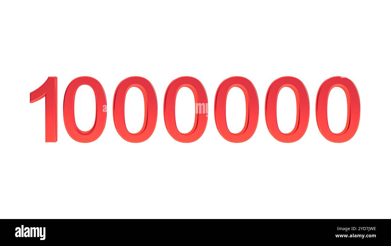 Number 1000000 sign, 3d red number one million symbol isolated on white ...