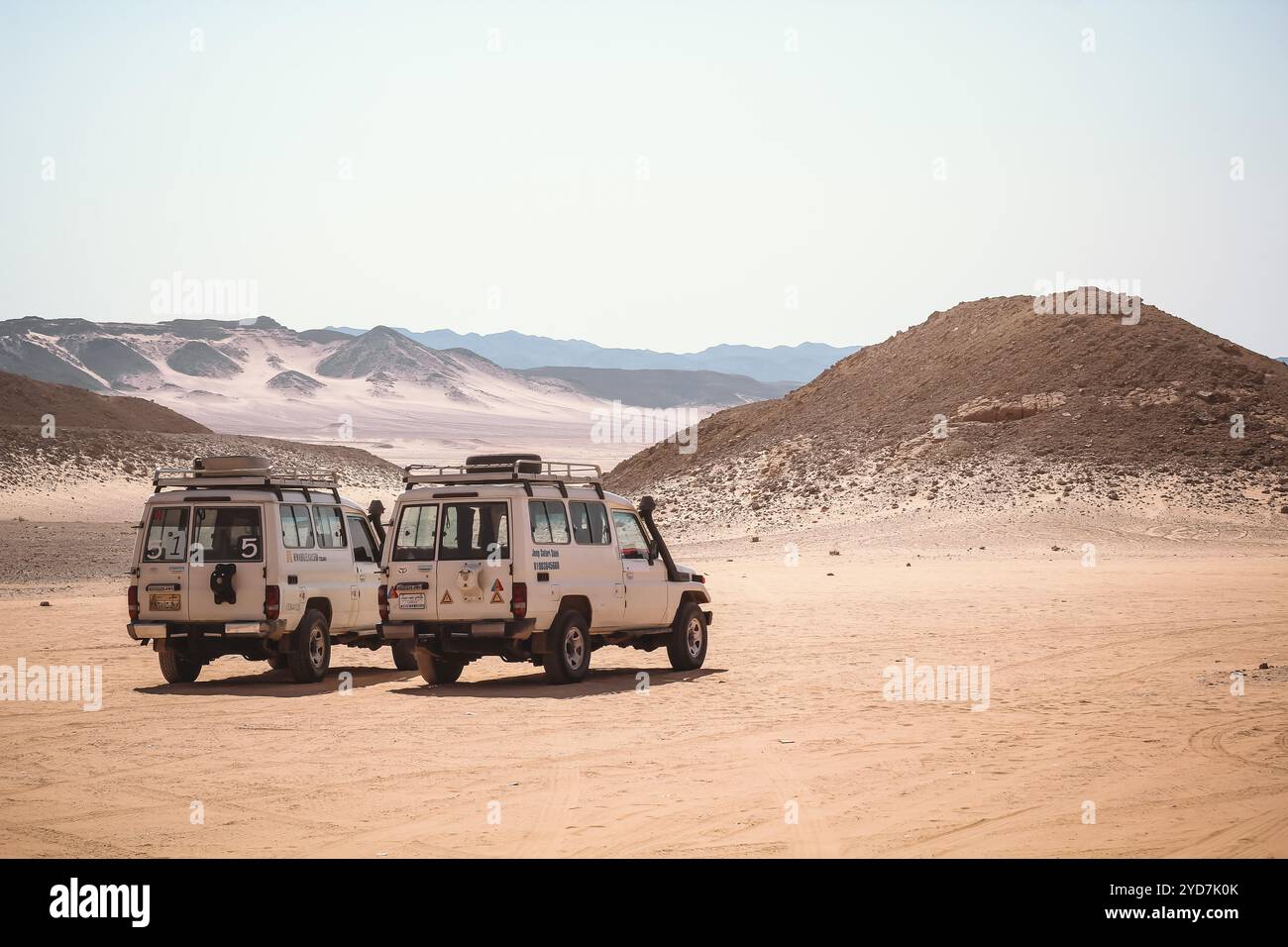 DAHAB, EGYPT Jeep car in Sahara desert, desert safari in Egypt Sinay ...