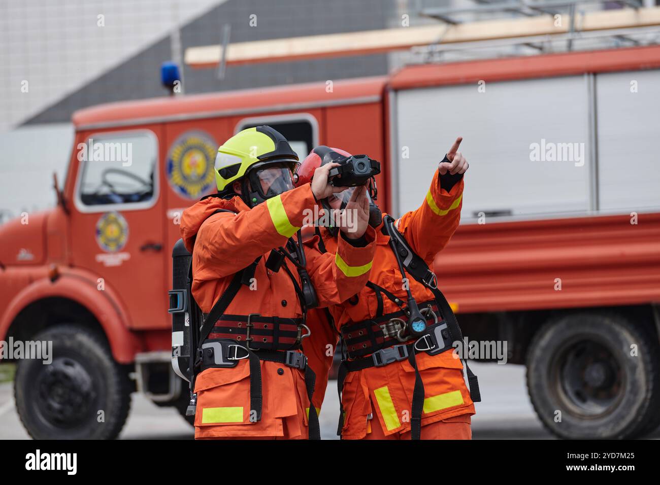 Firefighter Team Learning Thermal Camera Usage During Training Session ...