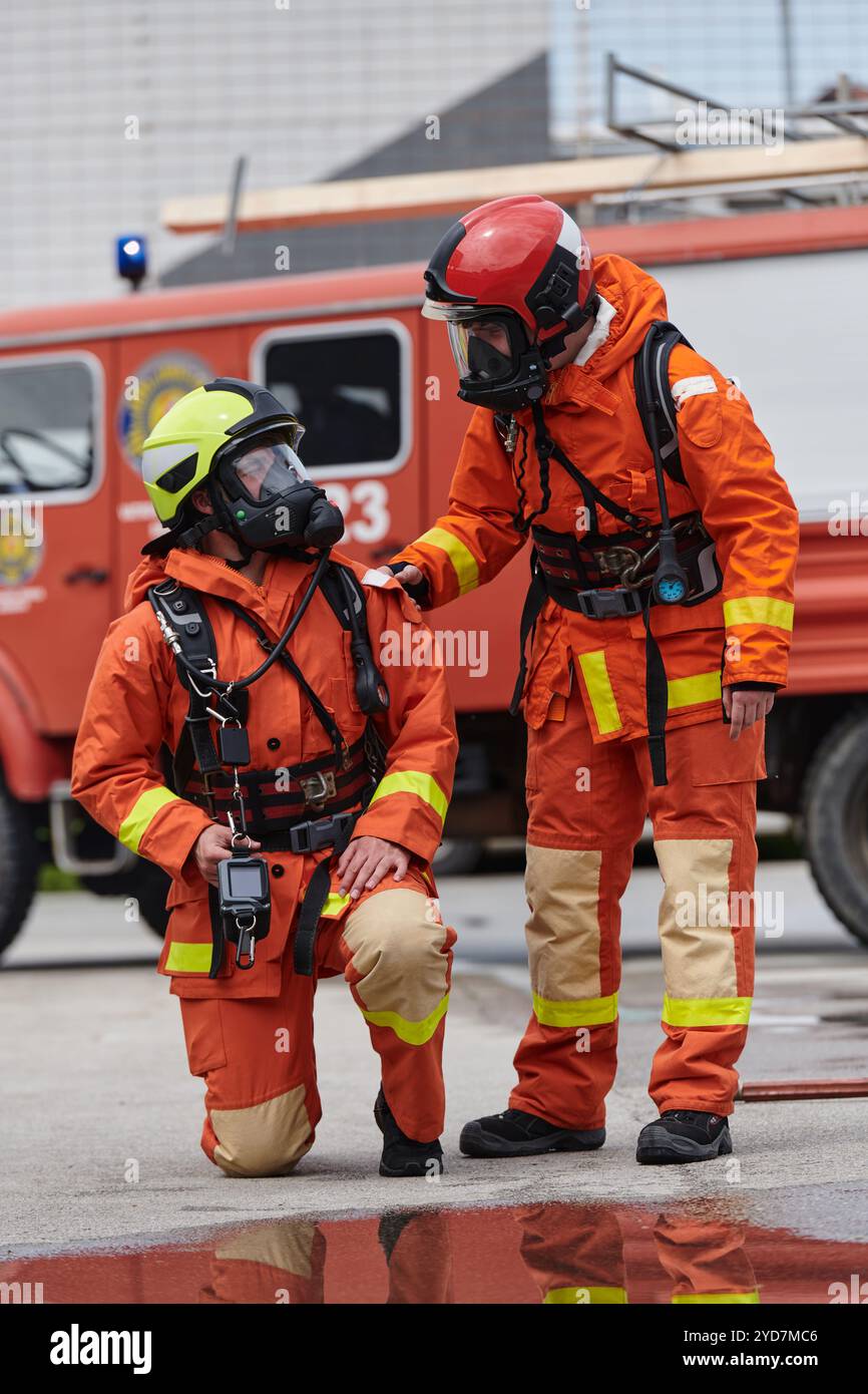 Firefighter Team Learning Thermal Camera Usage During Training Session ...