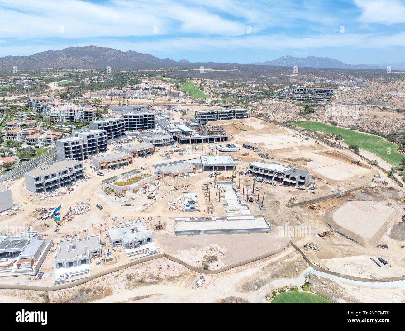 Aerial view of resort construction in Cabo San Jose, Baja California ...