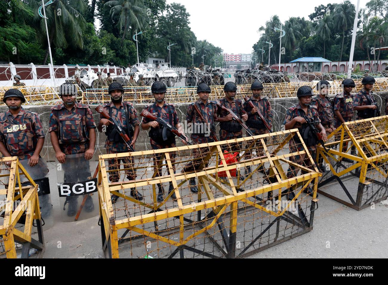 Dhaka, Bangladesh - October 25, 2024: Law and order forces with four-layer of security in front ...