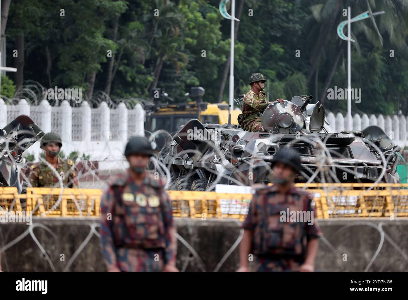 Dhaka, Bangladesh - October 25, 2024: Law and order forces with four-layer of security in front ...