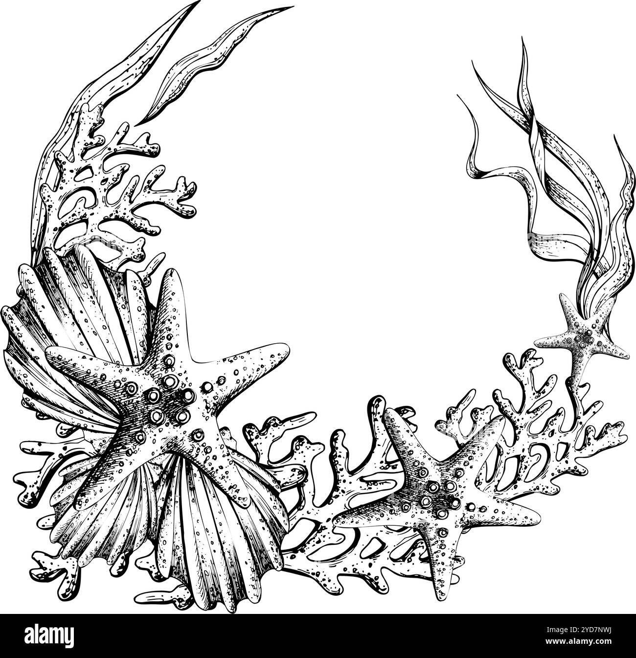 Wreath of shells Stock Vector Images - Alamy