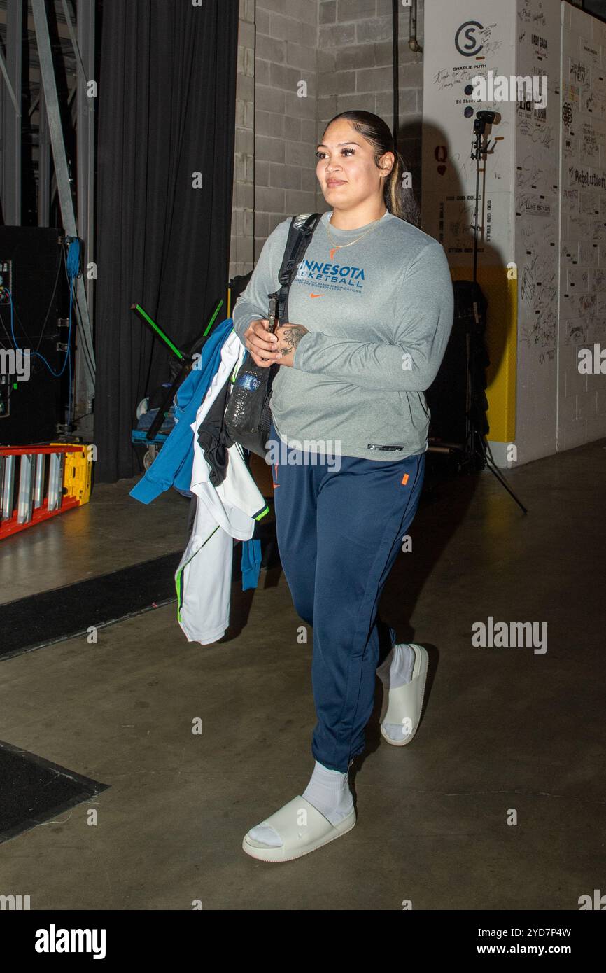 October 4, 2024: Minnesota Lynx forward Alissa Pili (35) arrives to the ...