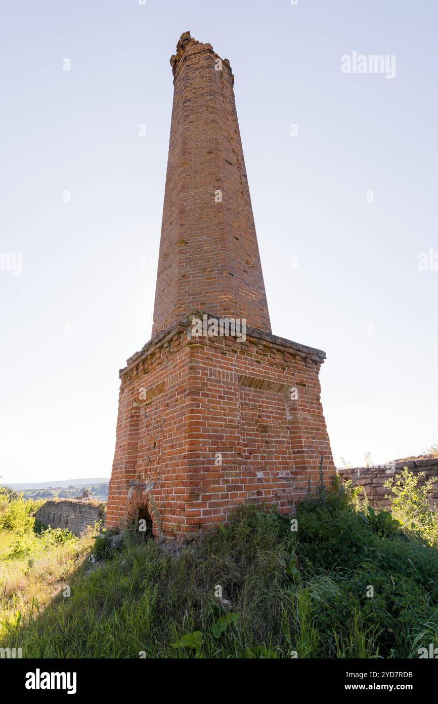 Remnants of Industrial Heritage: A Tall Brick Chimney Surrounded by ...
