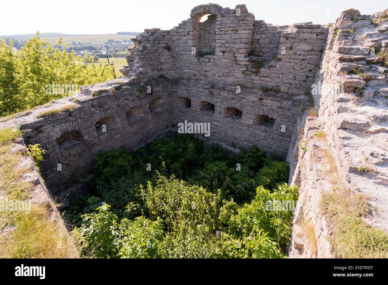 Ancient Ruins Overgrown with Vegetation in a Scenic Landscape Stock ...