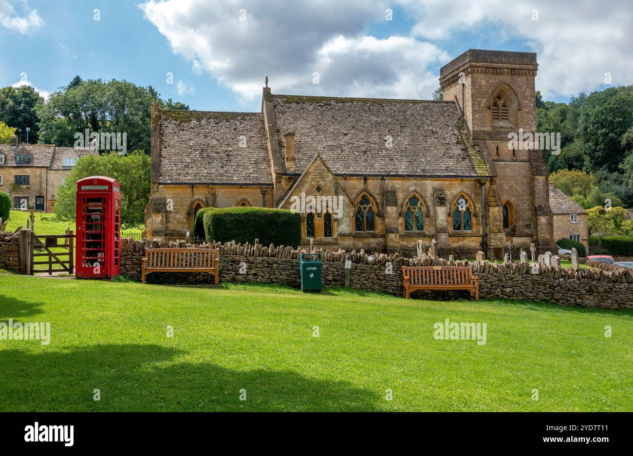 A charming village view of St. Barnabas Church in Snowshill with a ...
