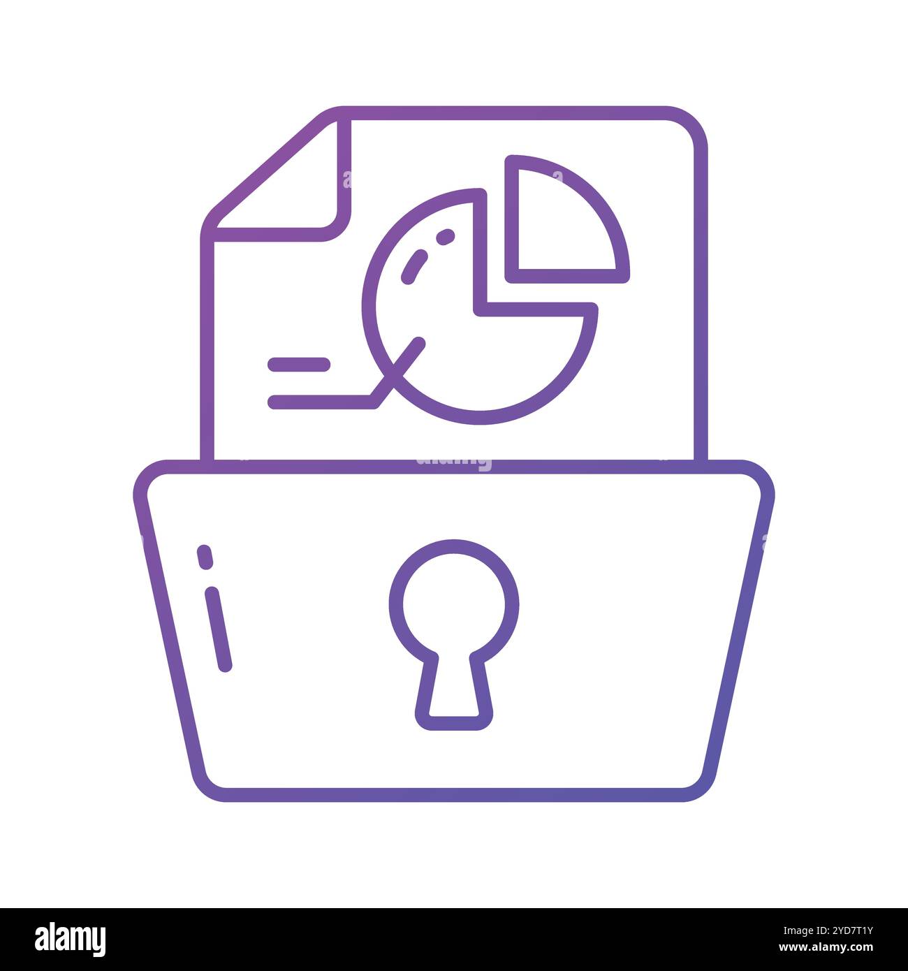 Pie chart on page with keyhole showing concept vector of secure data analysis Stock Vector Image ...