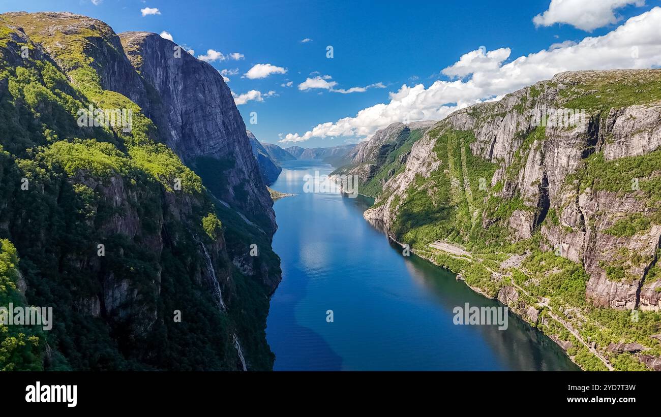 Kjerag, Lysebotn, Lysefjorden, Norway, A breathtaking view of a ...