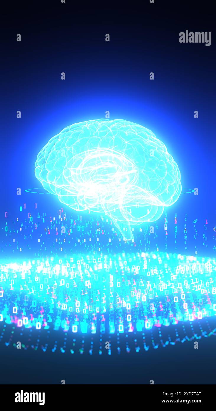 Digital Brain Data - 3D illustration Stock Photo - Alamy