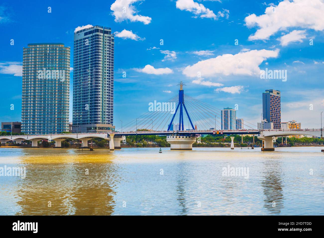 Han River Bridge over the Han River and skyscrapers in Da Nang in ...