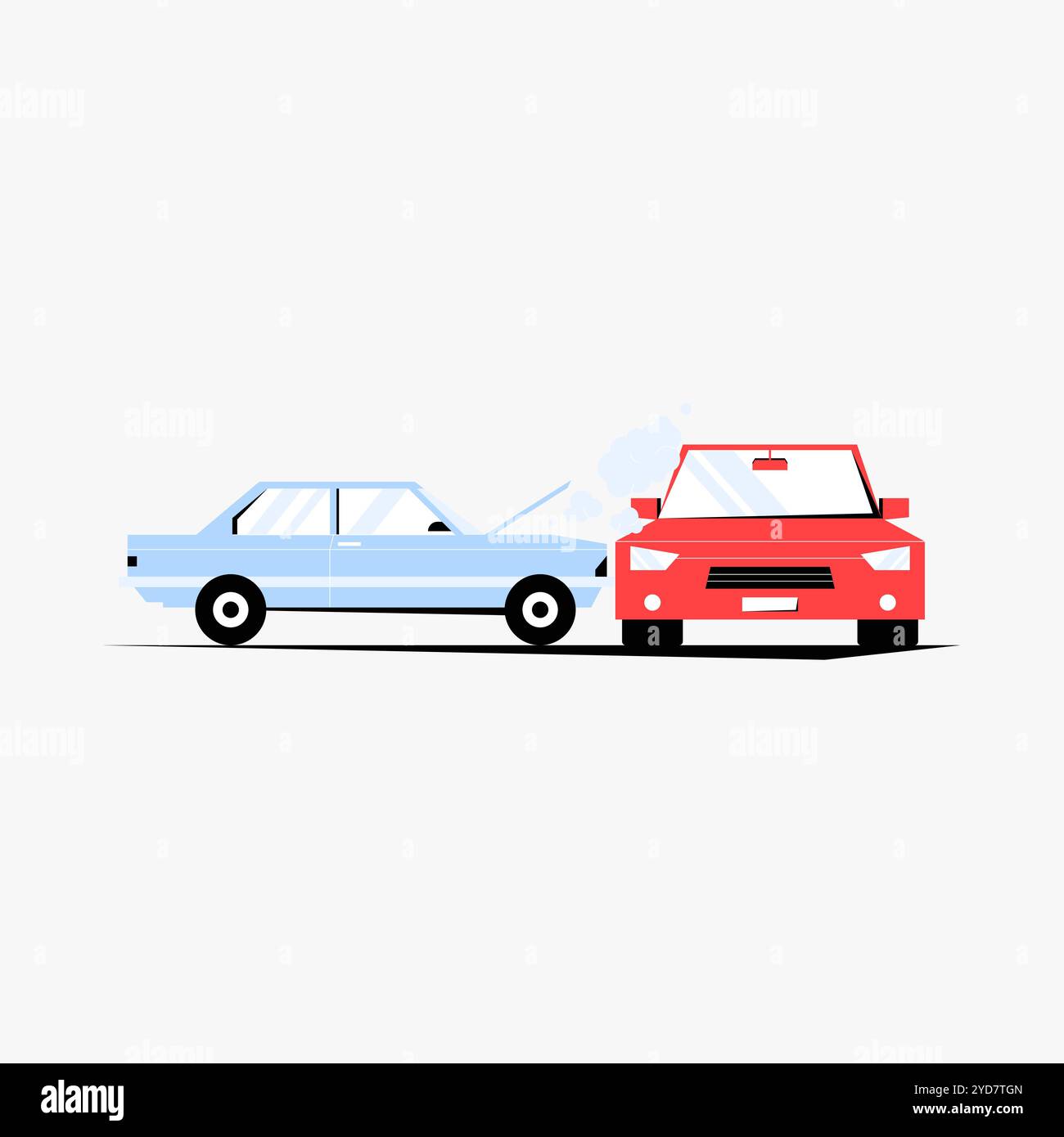 Two cars involved in a collision in flat vector illustration ...