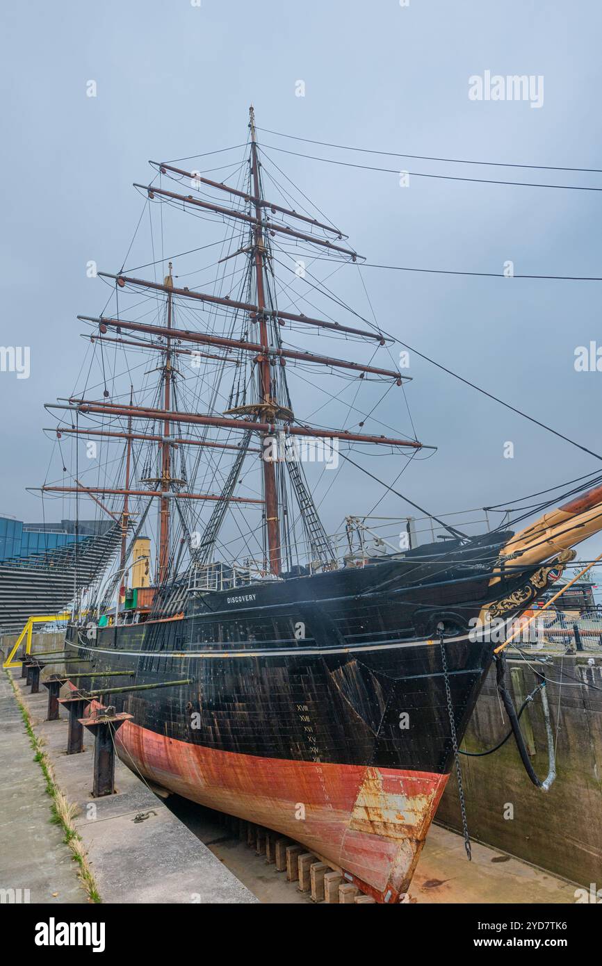 The Royal Research Ship HMS Discovery, sit next to each other on the ...