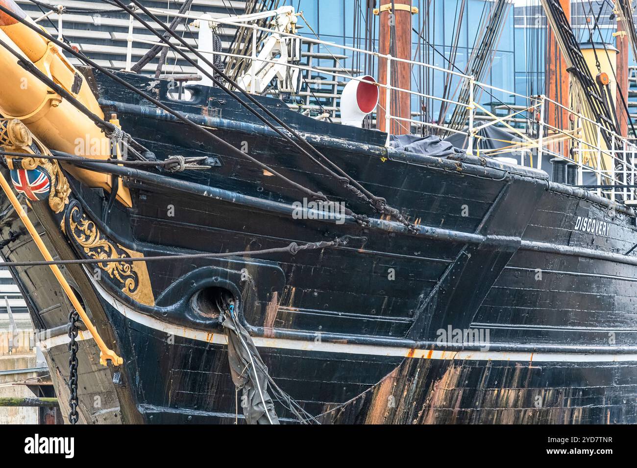 The Royal Research Ship HMS Discovery, sit next to each other on the ...