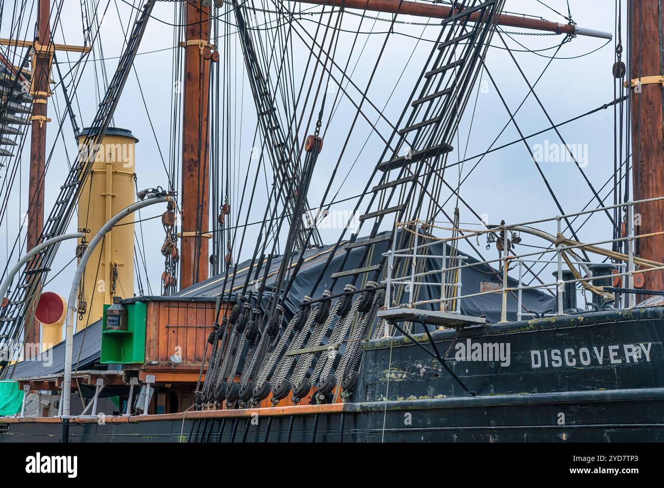 The Royal Research Ship HMS Discovery, sit next to each other on the ...