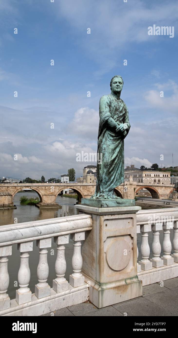 Statue on the Bridge of Civilisations in Macedonia (also known as the ...