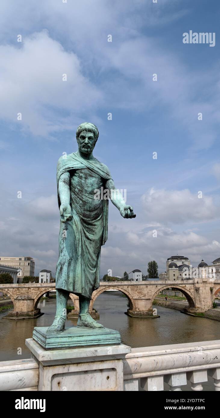 Statue on the Bridge of Civilisations in Macedonia (also known as the ...