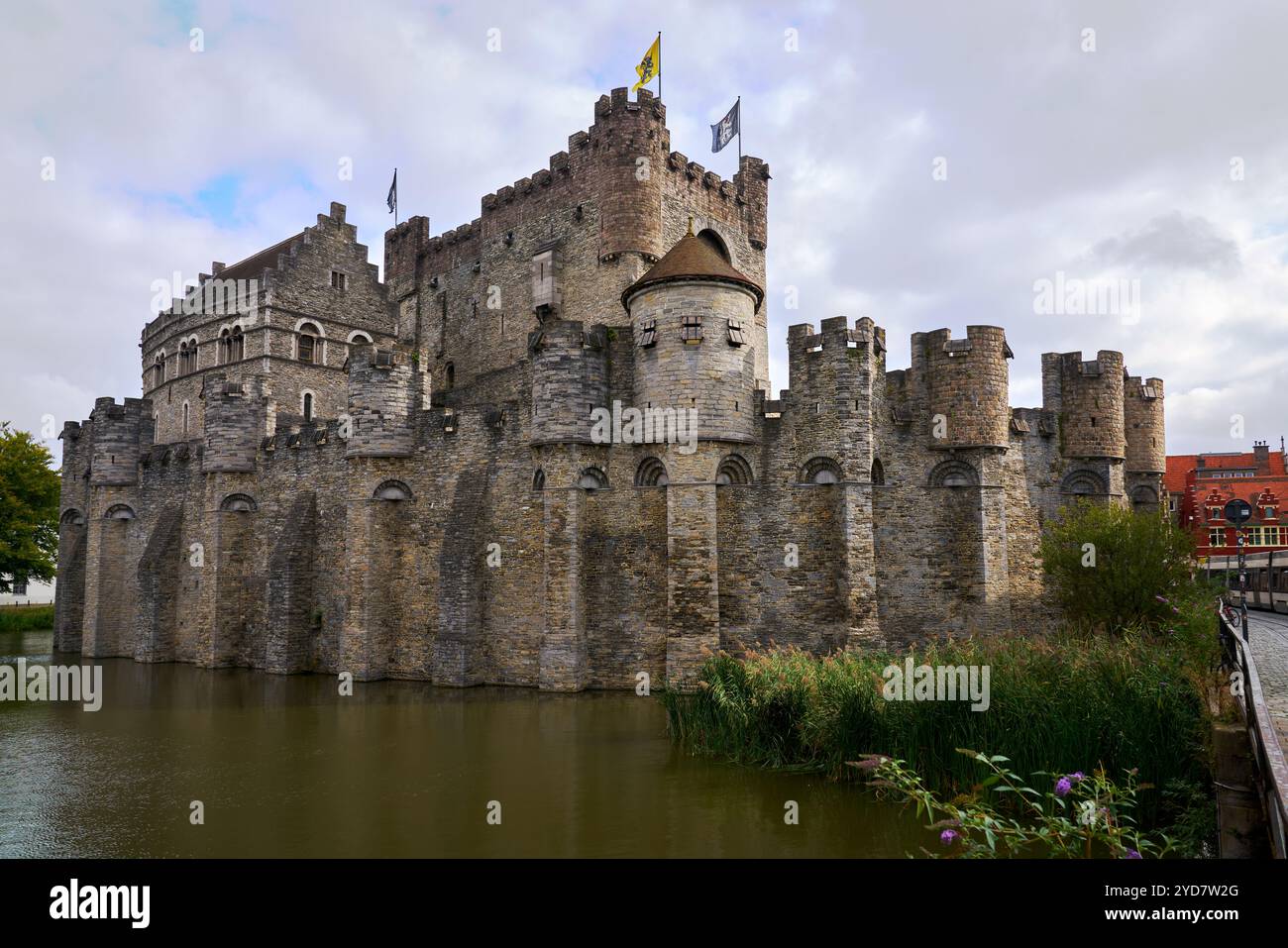 Historic Gravensteen Castle Ghent Belgium. The historic medieval ...