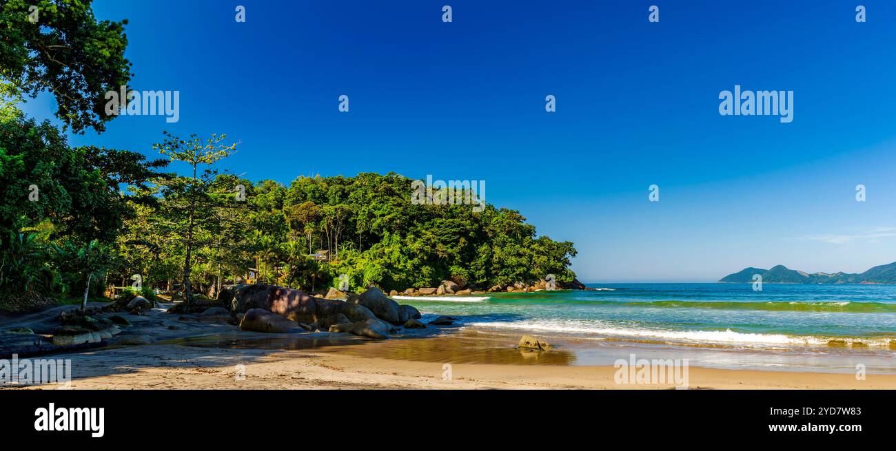 Castelhanos beach with sea, forest and mountains Stock Photo - Alamy
