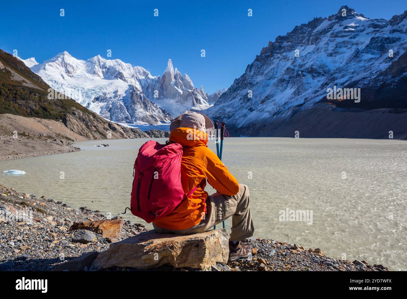 Trekking to the Fitz Roy massif in the Argentinian-Chilean Andes, South ...