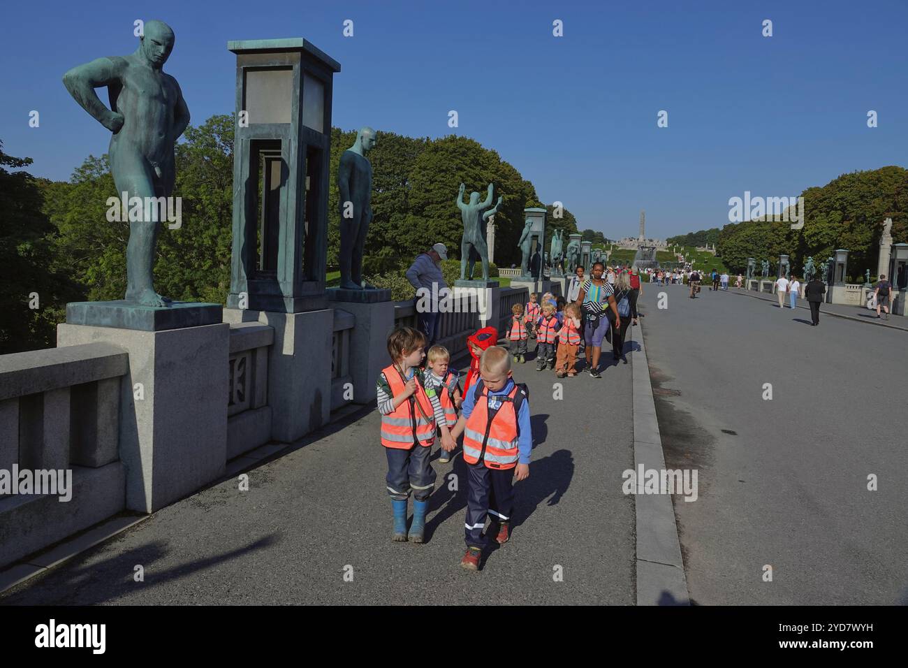 Oslo, Norway September, 2024 School children on education trip walking ...
