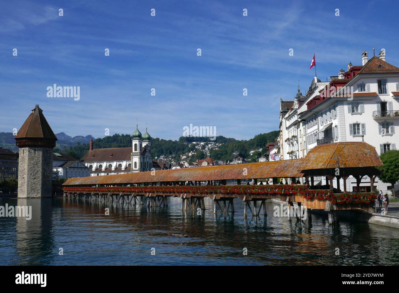Chapel Bridge and Water Tower in Lucerne in Switzerland Stock Photo - Alamy
