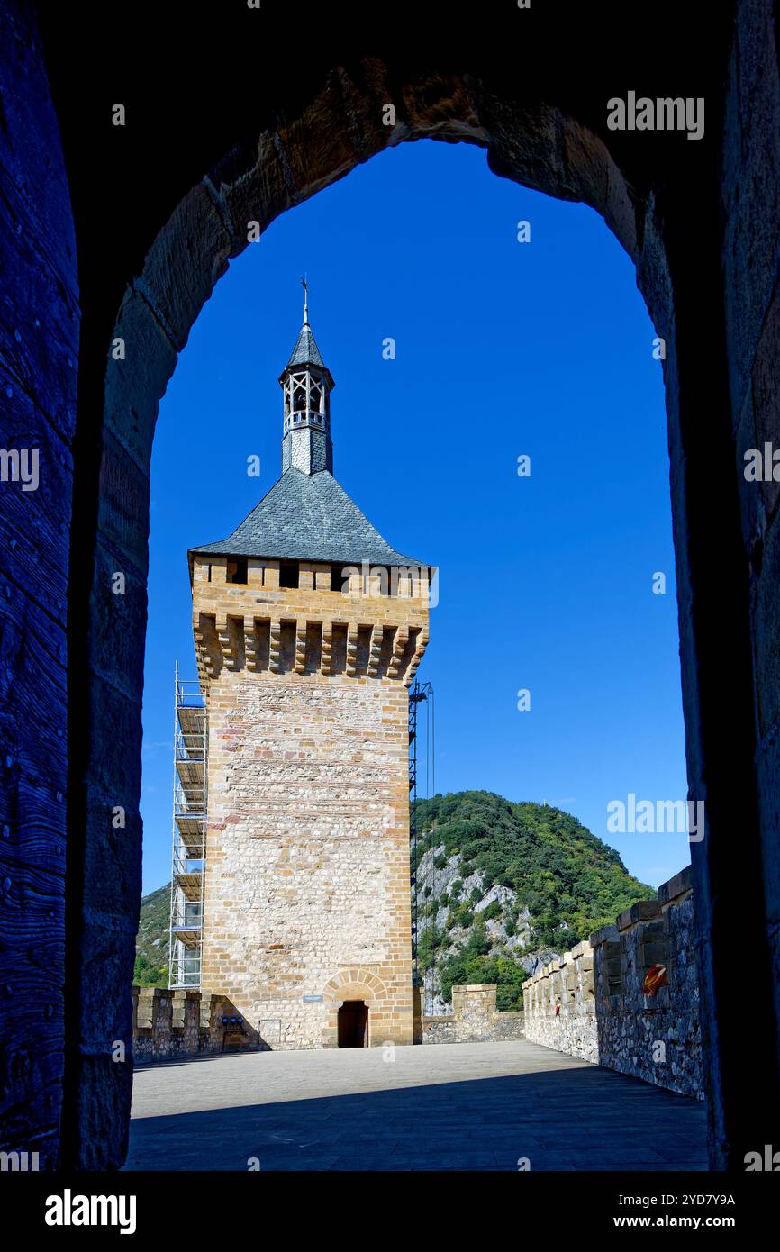 FOIX, FRANCE, October 11, 2024 : The castle Château de Foix dominates ...