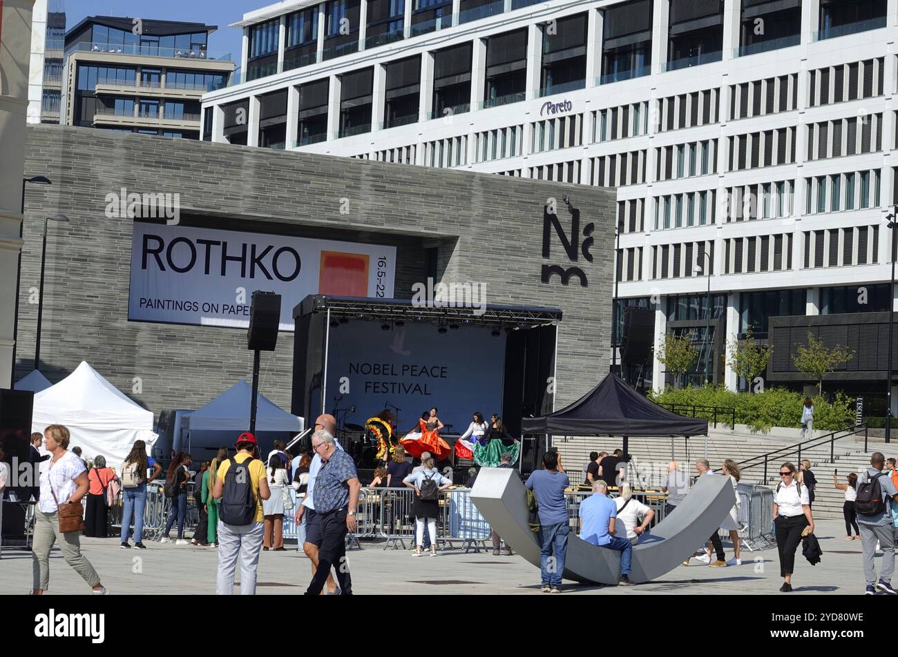Oslo, Norway September, 2024 Tourists and locals watch rehearsals for a ...