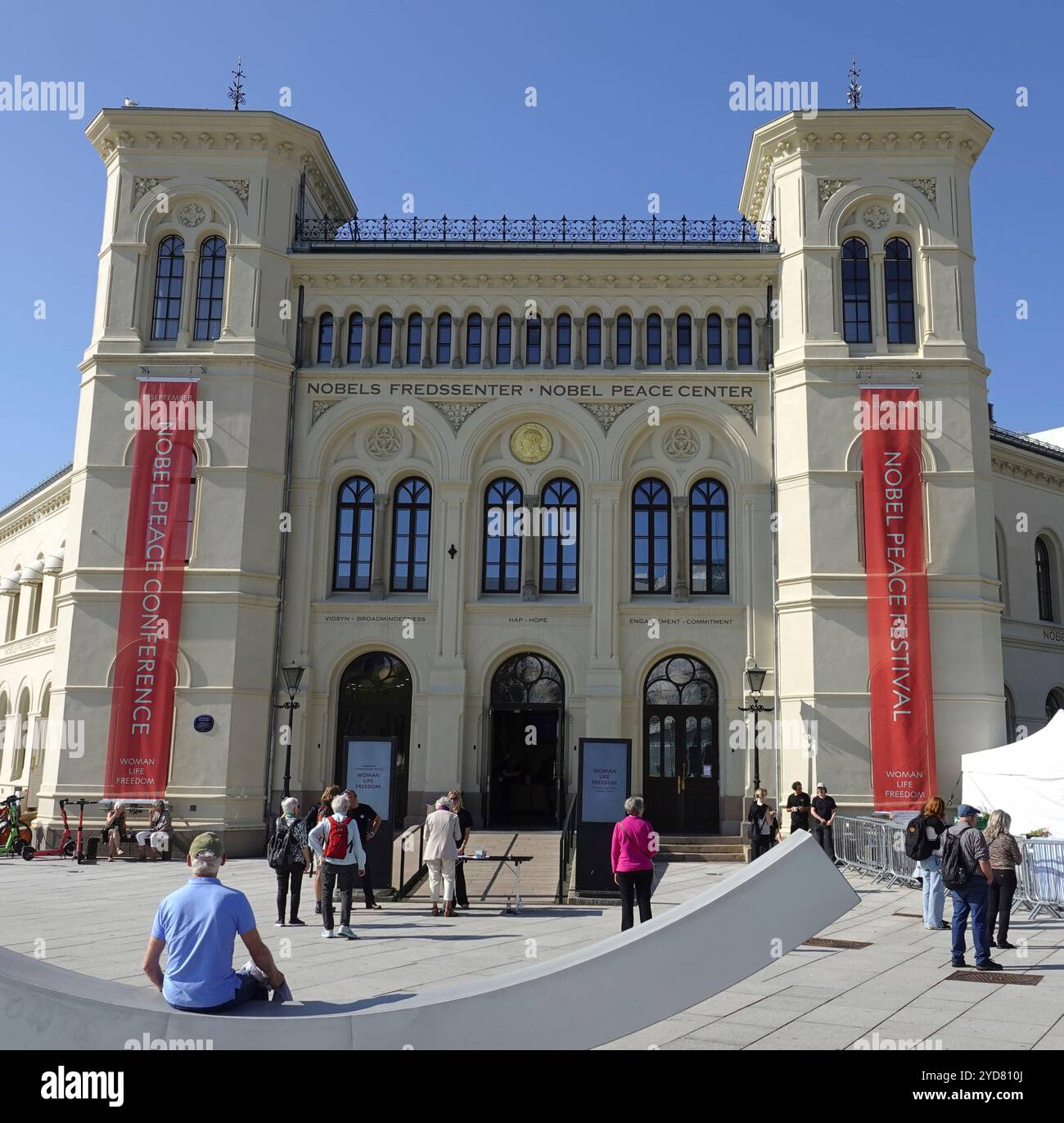 Oslo, Norway September, 2024 Tourists and locals watch rehearsals for a ...