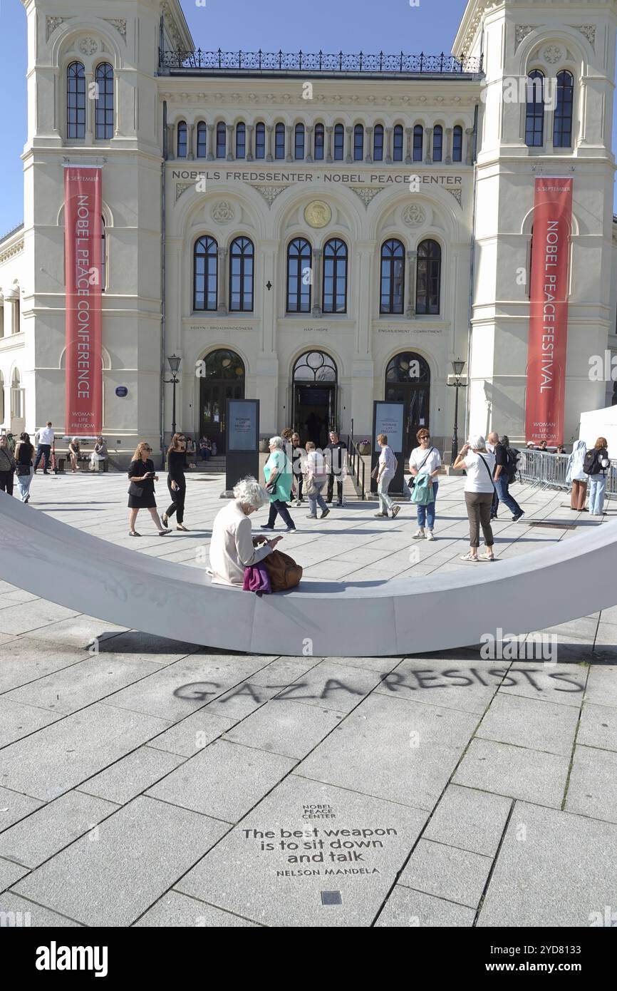 Oslo, Norway September, 2024 Saying of Nelson Mandela cast in stone ...