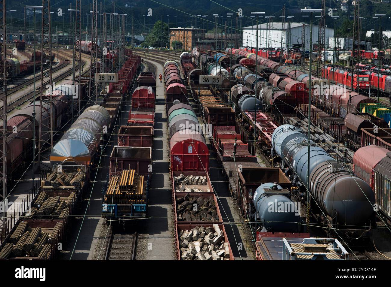 Train formation yard in the Vorhalle district, Hagen, North Rhine ...