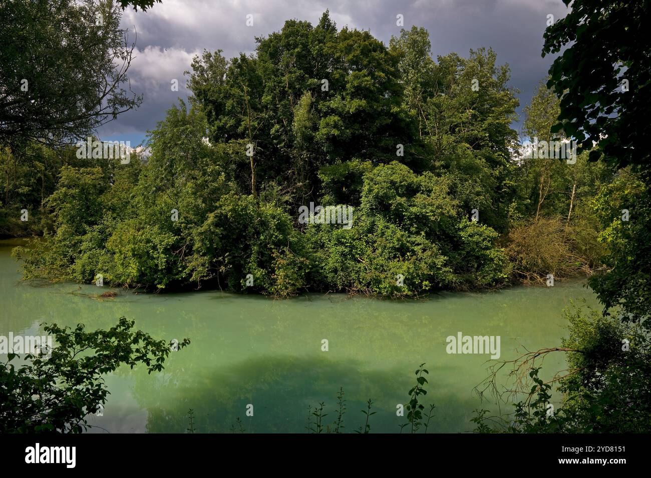 Harpener ponds, nursing with milky, lively mine water, Bochum, Ruhr ...