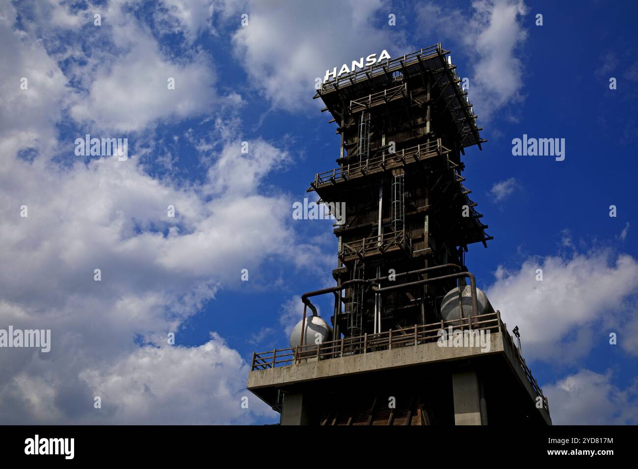Loesch Tower with lettering, landmark, Kokrerei Hansa, Dortmund, Ruhr ...