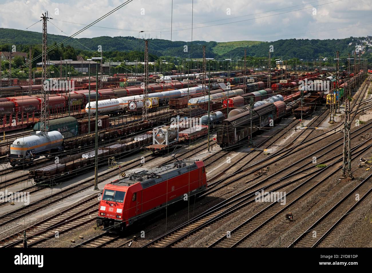 Train formation yard in the Vorhalle district with locomotive, Hagen ...
