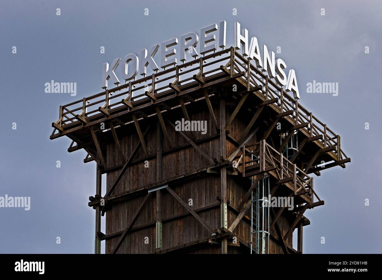 Loesch Tower with lettering, landmark, Kokrerei Hansa, Dortmund, Ruhr ...