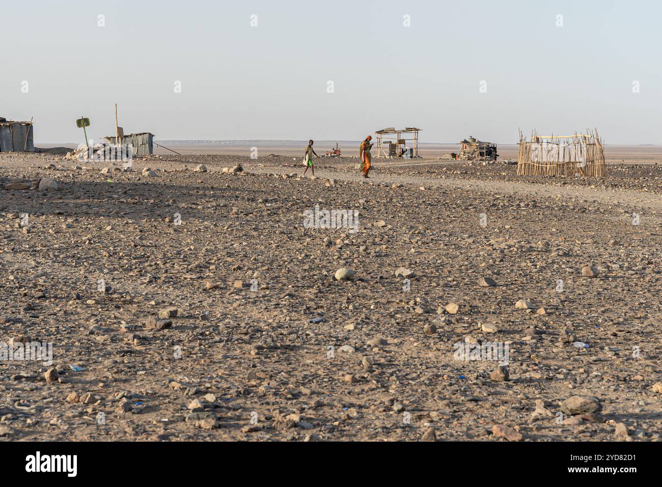 Traditional housing in a remote indigenous Afar village in the Danakil ...