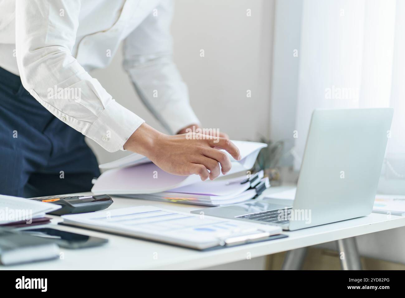 Business man working using laptop computer Hands typing keyboard ...