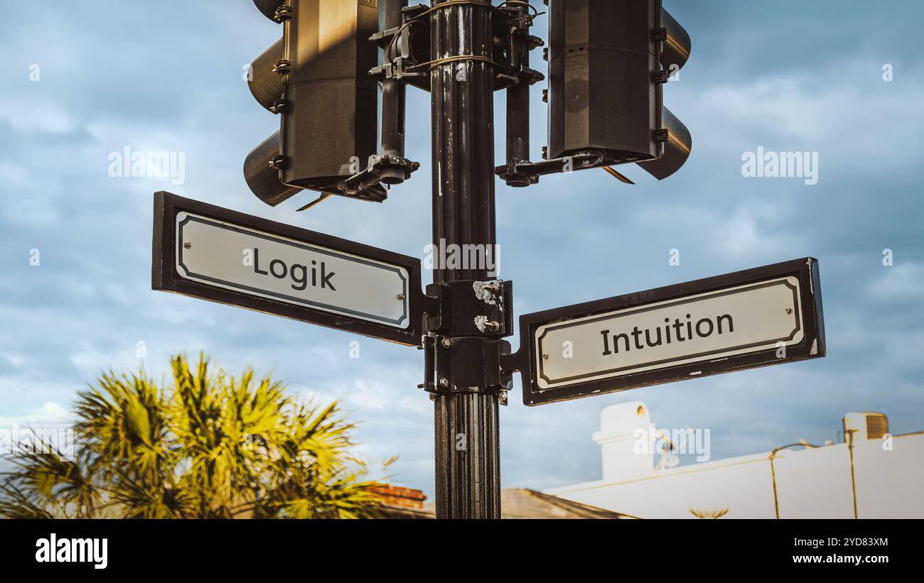 Signposts the direct way to intuition versus logic - BILDMONTAGE Stock ...