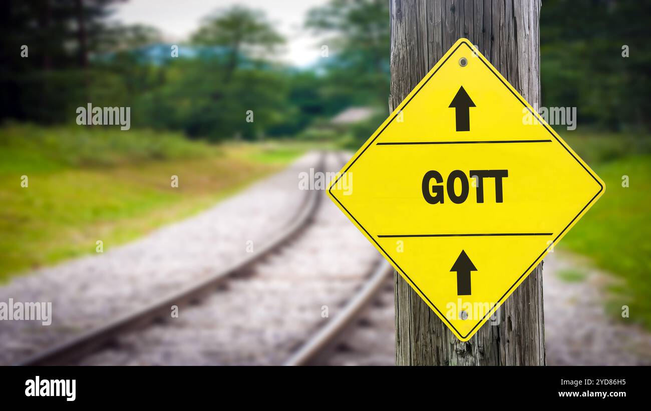 Signposts the direct way to God - BILDMONTAGE Stock Photo - Alamy