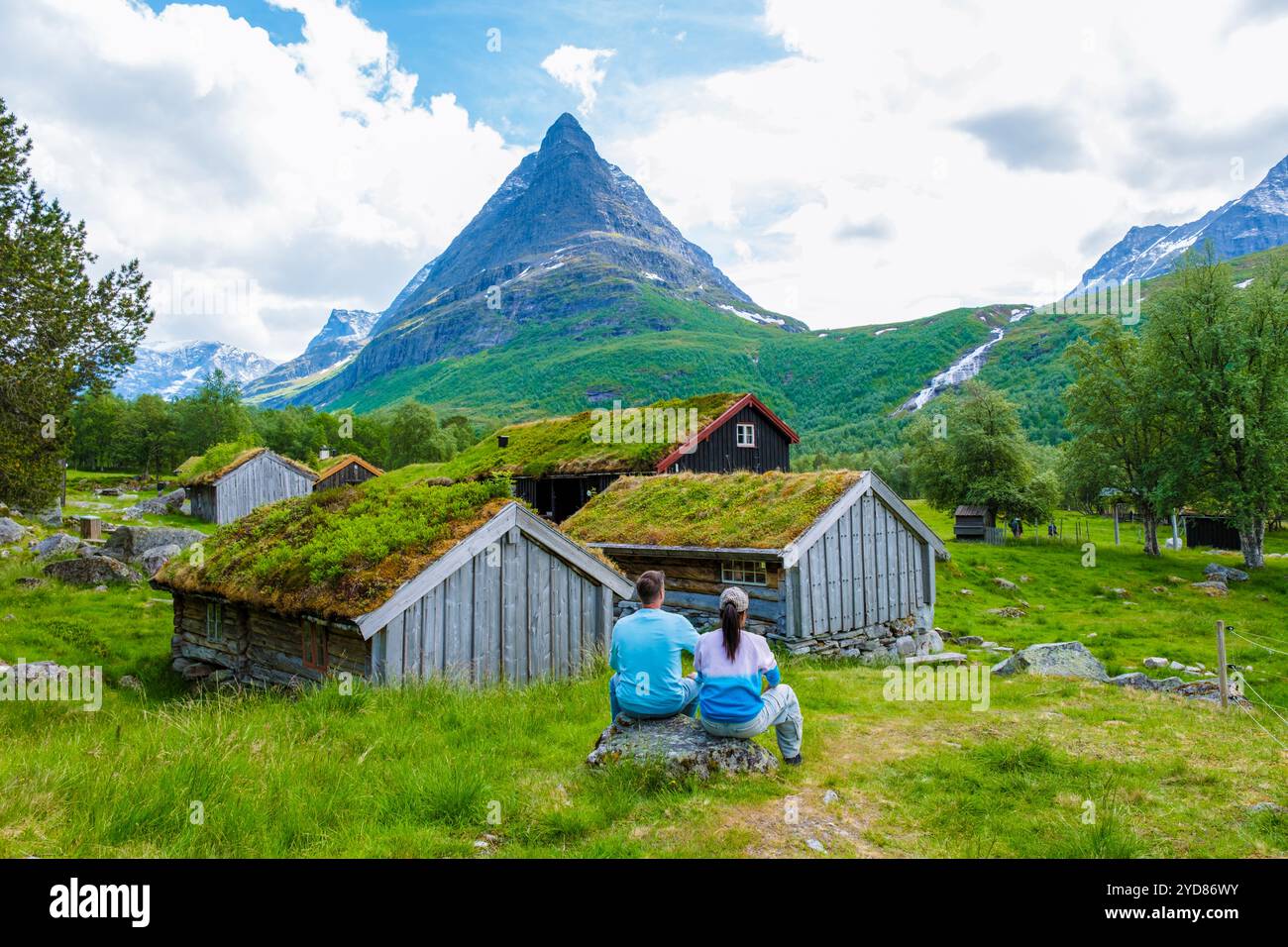 A Couples Moment in Norways Majestic Mountains, Innerdalen valley in ...