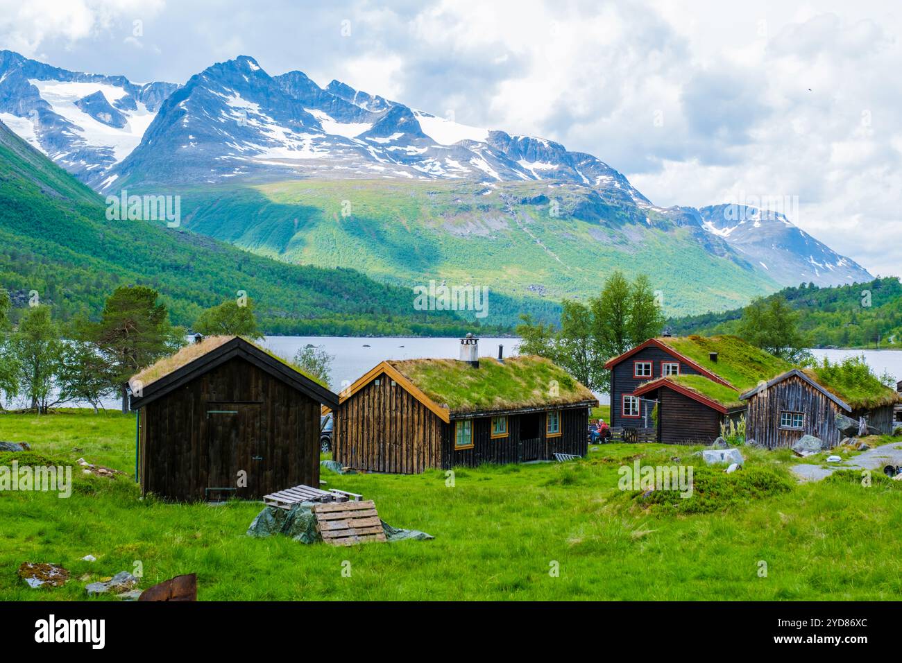 Grass-Roofed Cabins in Norways Mountain Valley, Innerdalen Norway most ...